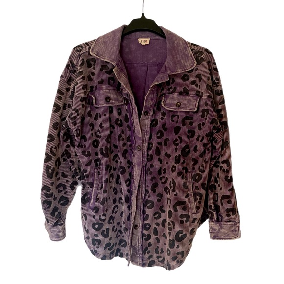 BiBi | Jackets & Coats | Corduroy Purple And Black Leopard Print ...